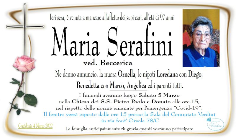maria serafini | AGENZIA FUNEBRE VERDINI - CORRIDONIA